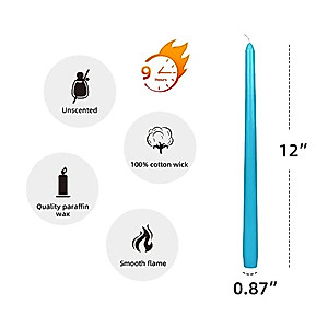 Zest Candle 12-Piece Taper Candles, 12-Inch, Turquoise