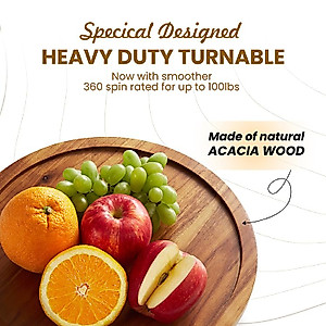 TIDITA 10" Acacia Lazy Susan Organizer for Cabinet - Wooden Lazy Susan Turntable for Table - Wood Kitchen Turntable Storage Food Bin Container for Pantry, Fridge, Countertop