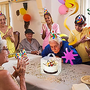 32 Pcs Clear Cake Box Transparent Bakery Boxes Plastic Cake Carrier with Lid and Handle Transparent Food Cupcake Container for Wedding Birthday(5 x 5 x 4 Inch,Stylish Style)