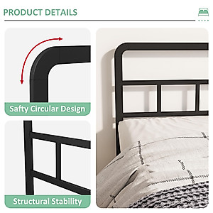 Yicensen 14 Inch Full Bed Frame with Headboard, Heavy Duty Metal Metal Full Size Platform Bed Frame No Box Spring Needed with Rounded Corner Legs, Noise Free, Easy Assembly, Black