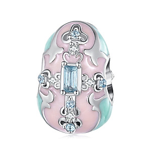Easter Egg Charm 925 Sterling Silver Charm Fits For Pandora Bracelet Necklace, BSC781