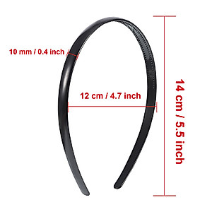 Shappy 40 Pack Black Plastic Headband for Women 10 mm Hair Headband Plain with Teeth Bulk DIY Hair Accessories Headbands