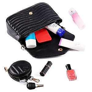 CHIC DIARY Crossbody Bag for Women Multipurpose Clutch Purse Shoulder Handbag with Coin Purse and Chain (Medium, Black)