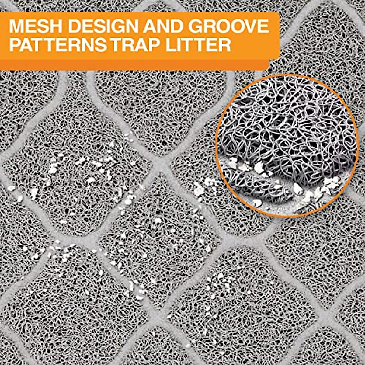 Neater Pets Neater Mat Litter Trapping Mat, Thick & Durable Material Catches Mess from Kitty Litter Box to Protect Floors, Soft on Cats Paws, Anti-Skid Backing, Easy to Clean, Grey, 20" x 30"