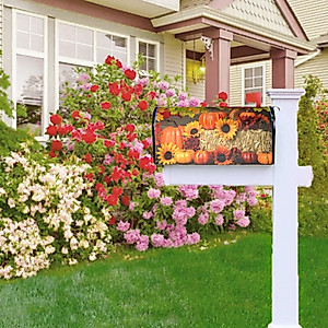 Fall Magnetic Mailbox Covers Standard Size 18 X 21 Sunflower Pumpkin Maple Leaf Mailbox Cover Autumn Thanksgiving Welcome Decorations Mailbox Wrap Post Letter Box Covers Decor for Outdoor Home Garden