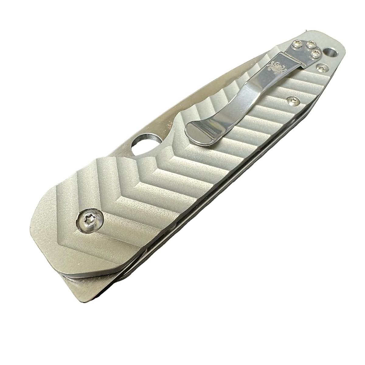 August Engineering Scales for Spyderco Smock Knife C240CFP Compression Lock S30V Classic Texture & Chevron Design (Knife Not Included) AE-1151 AE-1152 (Chevron Aluminum - Silver)