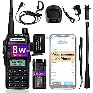 Baofeng UV-82 Baofeng Radio High Power Ham Radio Handheld with Wireless Programmer (No Driver Issues),Walkie Talkies with Earpiece and 2800mAh Battery(1 Pack-Black)