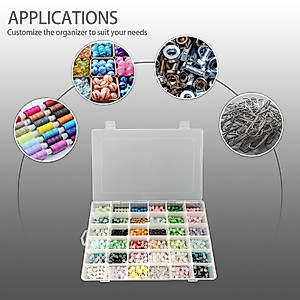 Rinrda 3 Pack 36 Grids Clear Plastic Organizer Box with Adjustable Dividers - Small Craft Organizers and Storage,Bead organizer,Small Storage Containers,Jewerlry,Nail,Fishing Tackle