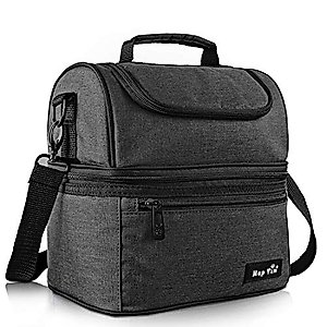 Hap Tim Lunch Box Insulated Lunch Bag Medium Size Cooler Tote Bag for Adult,Men,Women, Double Deck Cooler for Office/Picnic/Travel/Camping(16040-DG)