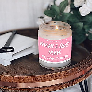 Gifts for Mom, Moms Last Nerve Candle, 7oz lavender, Wood, eucalyptus Scented Soy Wax Candles, Funny Presents for Mother Birthday