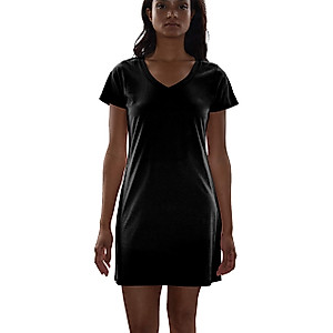 Sexy Basics Women's Cotton Soft V-Neck Sleepwear Shirt/Nightwear Shirt -Pack of 3 (3 Pack -Black/Nude-Khaki/White, Large)