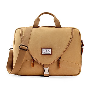 XINCADA Canvas Messenger Bag Crossbody Shoulder Bags Convertible Travel Business Backpack Multi-Functional Laptop Briefcase Backpack Crossbody Handbag 3-IN-1 (Khaki)