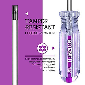 BOENFU Torx Screwdriver Set 13 PCS Heavy Duty Torx Security Screwdriver, T5 T15 T6 T8 T10 T25 T30 T7 T27 T40 T20 T9 T4 Star Shaped Drivers Set Fit Tamper Proof Screw, Purple