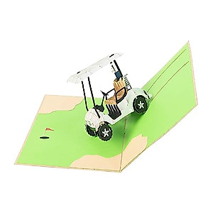 PopLife Golf Cart 3D Pop Up Father’s Day Card - Happy Anniversary, Retirement Gift, Valentine's Day card for Him, Birthday - Golfing Gift for Husband, Card for Golfers - for Son, Father, Grandpa