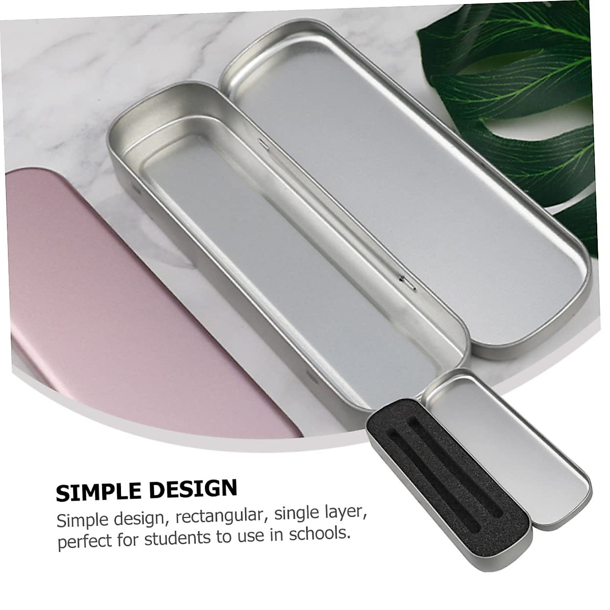 Didiseaon Small Pen Case 3pcs Box Tinplate Box Sponge Pen Student Portable Pens + Pencil