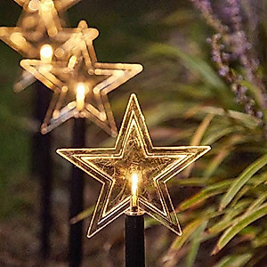 Star Solar Decorations Lights, Outdoor Waterproof Stake Lights Landscape Decorative Lights for Christmas, Wedding, Party, Tree, Room, Garden, Patio, Yard, Home ( Warm White )