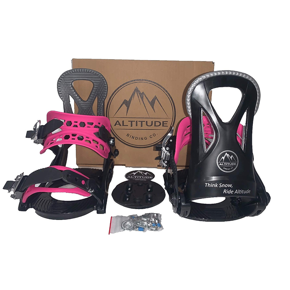 ALTITUDE Girls JR Ripper Snowboard BINDINGS 4x4 Burton 3D & EST (Sizes 2-6) Black/Grey/Pink