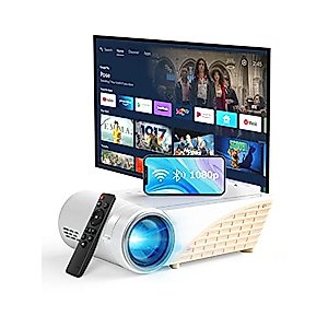 YEHUA Mini Projector with WiFi and Bluetooth,4k Portable Projector HD 1080P and 200" Screen Supported, LED Outdoor Movie Projector with Remote,Compatible with iOS,Android,HDMI,VGA,AV,2 USB Interface