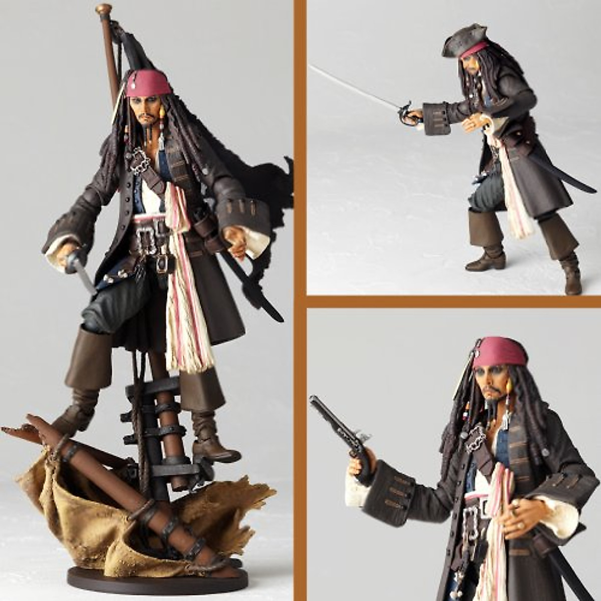 Pirates of the Carribean Revoltech SciFi Super Poseable Action Figure Jack Sparrow by Kaiyodo Jap.