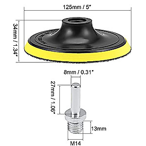 SI FANG 2 Pack 5 Inch Hook and Loop Backing Pads with M14 Thread Drill Adapter, Sanding Disc Car Polishing Pad Backing Plate for Angle Grinder Buffer Polisher Attachment (12000RPM)
