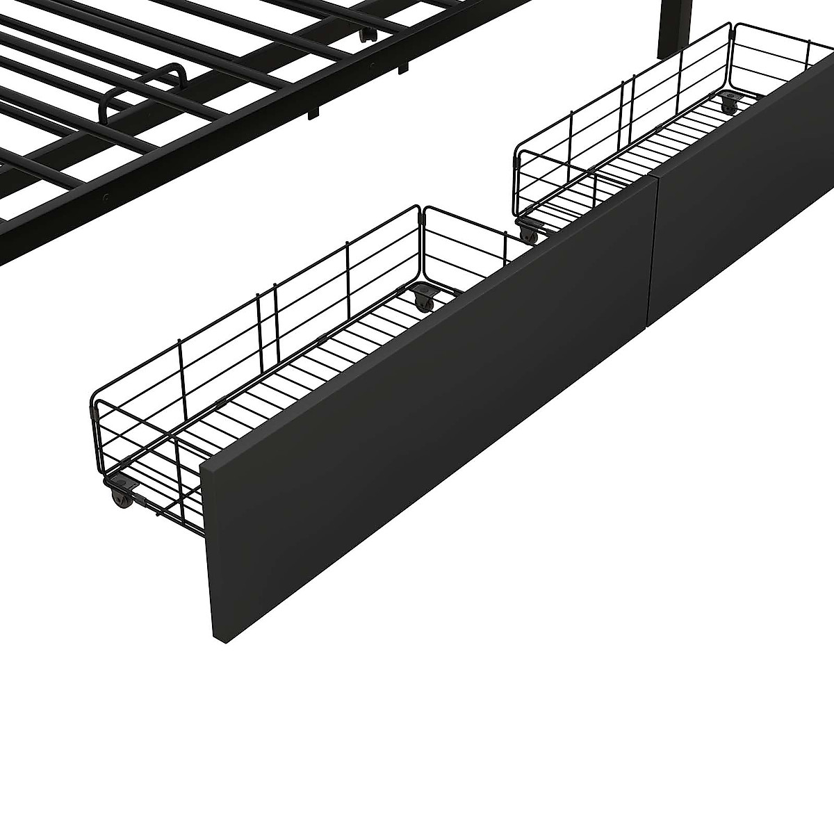 DUNTRKDU Queen Size Metal Platform Bed Frame with 2 Storage Drawers and Twin Size Trundle, Storage Platform Bed with Tufted Headboard for Kids/Teen/Adults, Noise-Free, No Box Spring Needed (Queen)