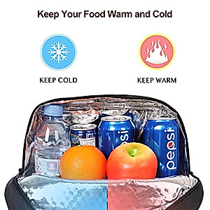 HOMESPON Insulated Lunch Bag Box Cooler Totes Handbag with Pockets For Man Woman Work Shopping (Black)