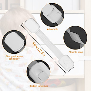 Child Safety Strap Locks 12 Pack Child Safety Locks Baby Proofing Drawers Locks Coolrunner Child Locks for Drawers, Cabinets, Dishwasher, No Tools or Drilling Required