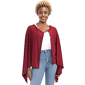 MissShorthair Women's Lightweight Knitted Scarf Poncho Sweater Cape Shawl Versatile Fall Winter Ponchos Wraps Red