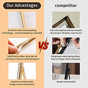 HSAUYU 8x10 Gold Picture Frame, For Multiple Photo Sizes 8x10 6x8 5x7, Gold Glass Metal Floating Picture Frames, Only for Tabletop Display Vertically, 1 Pack