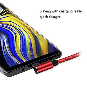 [3 Pack] Galaxy S21 Charger YWXTW Type C USB Cable 10FT [Case Friendly] 90 Degree Durable Fast Charging Cable for Galaxy S21 Ultra S20 FE A52 A72 A51 A71 A11, Note 20 Ultra, LG Velvet/Wing (Red 10FT)