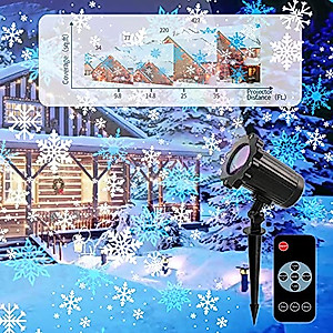 Christmas Snowflake Projector Lights Outdoor Indoor Snow Storm Waterproof LED Snowfall Projection Lamp for Christmas Theme Party Holiday Halloween Home Birthday Party Holiday Garden Decoration