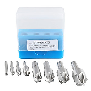 Accusize Industrial Tools 90 Degree 6 Flute H.S.S. Machine Countersink, 8 Pcs, 0206-2016