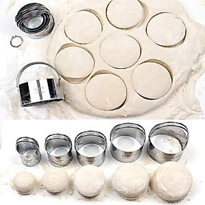 HULISEN Biscuit Cutter Set (5 Pieces/Set), Round Cookies Cutter with Handle, Professional Baking Dough Tools, Gift Package