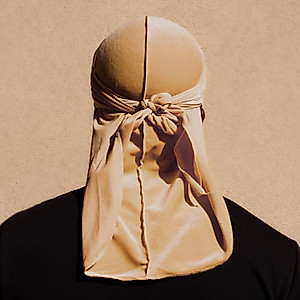 LEADUWAY 6Pcs Velvet Durag with 1 Wave Cap for 360 Waves Doo Rag(Mist Pink, Grey, Oriental Blue, Bronze, White, Black)