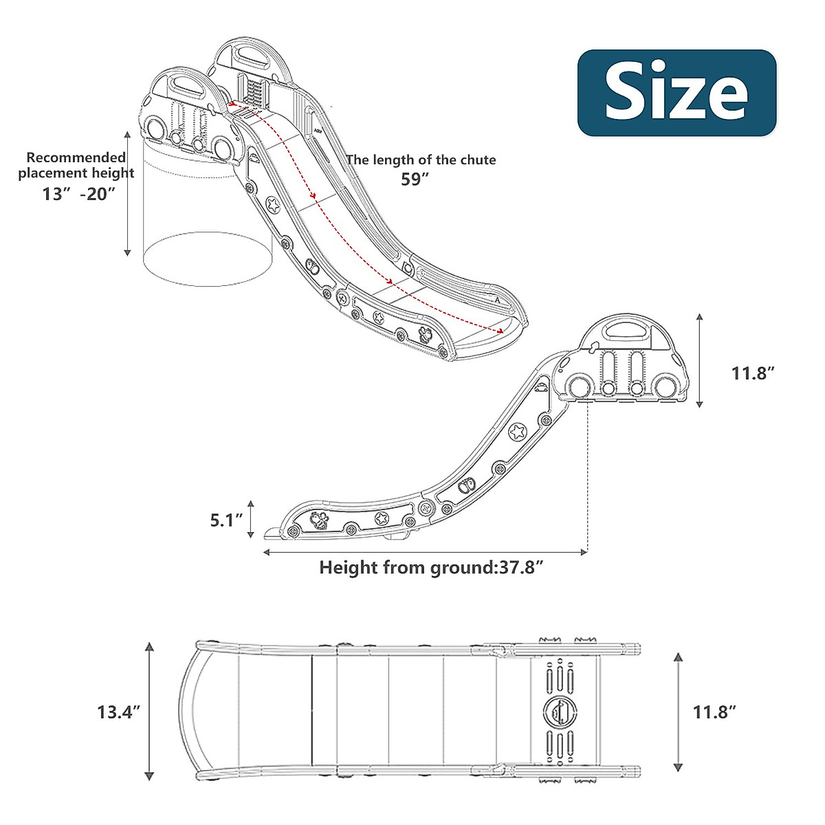 Couch Slide for Kids can be Used with beds, Stairs, Bedside Tables, and Stairs. Suitable for Toddlers, Boys and Girls. The Maximum Load-Bearing Capacity is 220LBS. Easy to Install