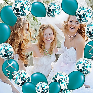 Teal Birthday Decorations for Women Confetti Teal Balloons for Baby Shower Birthday Wedding Engagement Party Decorations Metallic Teal Balloons Graduation Decor Baby Shower Decorations