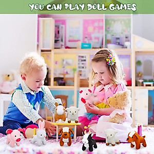 6 Pieces Mini Plush Furry Farm Animal Toys Soft Plush Horse Pig Cattle Rabbit Dog Sheep Doll Stuffed Plush Farm Animals for Christmas Stocking Stuffers Birthday Party Decoration Supplies (Animals)