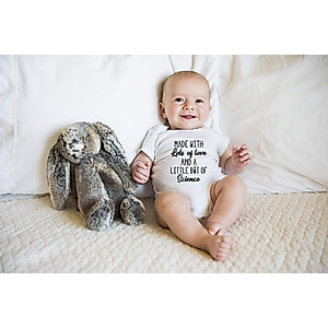 Made With Lots Of Love And A Little Bit Of Science - Funny Baby Essentials Bodysuit Romper (Newborn, White)