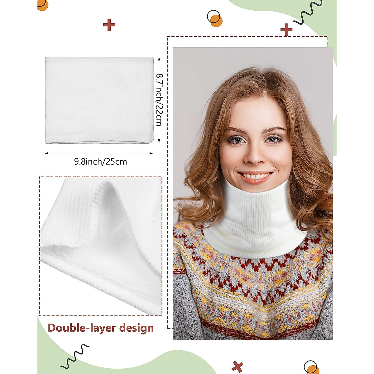 SATINIOR 6 Pcs Winter Beanie Hat Scarf Gloves Set for Women, Knitted Beanie with Pom Pom Neck Warmer Touchscreen Gloves Set(Gray, White)