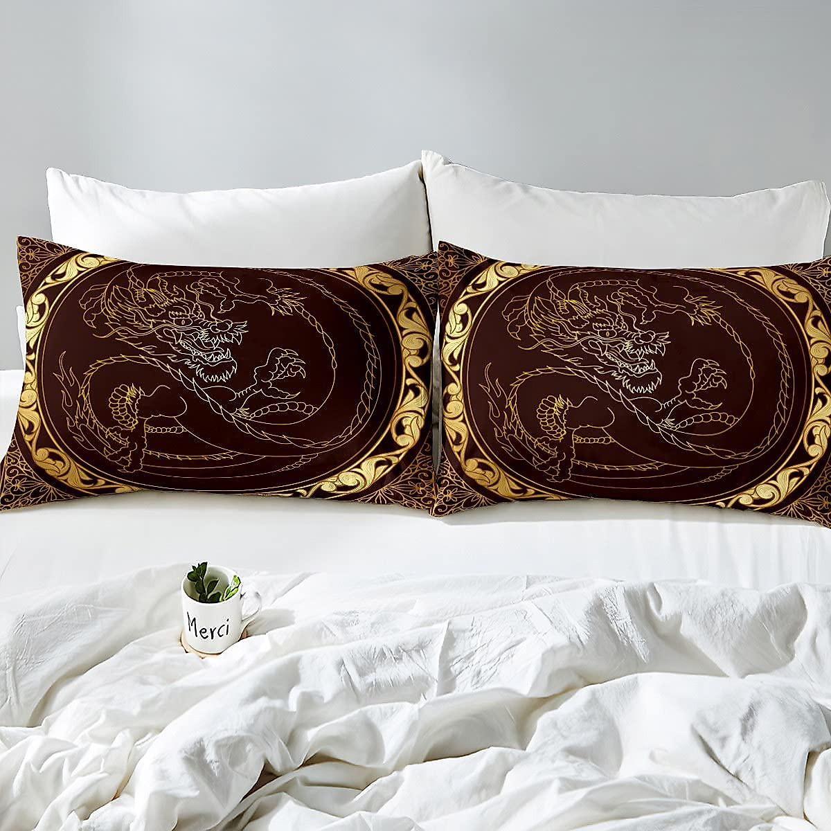 Dragon Bedding Set King Size,Chinese Snake Dragon Theme Duvet Cover Set for Kid Teen Boys Girls,Dragon Pattern Comforter Cover Decorative Room,Chinese Culture Quilt Cover with 2 Pillowcases