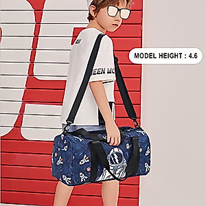 Sports Gym Bag for Kids Boys Overnight Carry On Tote Travel Duffle Weekender Sleepover Bag with Shoe Compartment