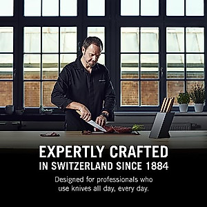 Victorinox Swiss Modern Knife Block - Knife Block with Knives - Includes Santoku Knife, Bread Knife, Chef's Knife & More - Premium Kitchen Accessories - Walnut Wood Handles, 6-Piece Set