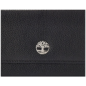 Timberland Leather RFID Flap Wallet Clutch Organizer, Black (Pebble)
