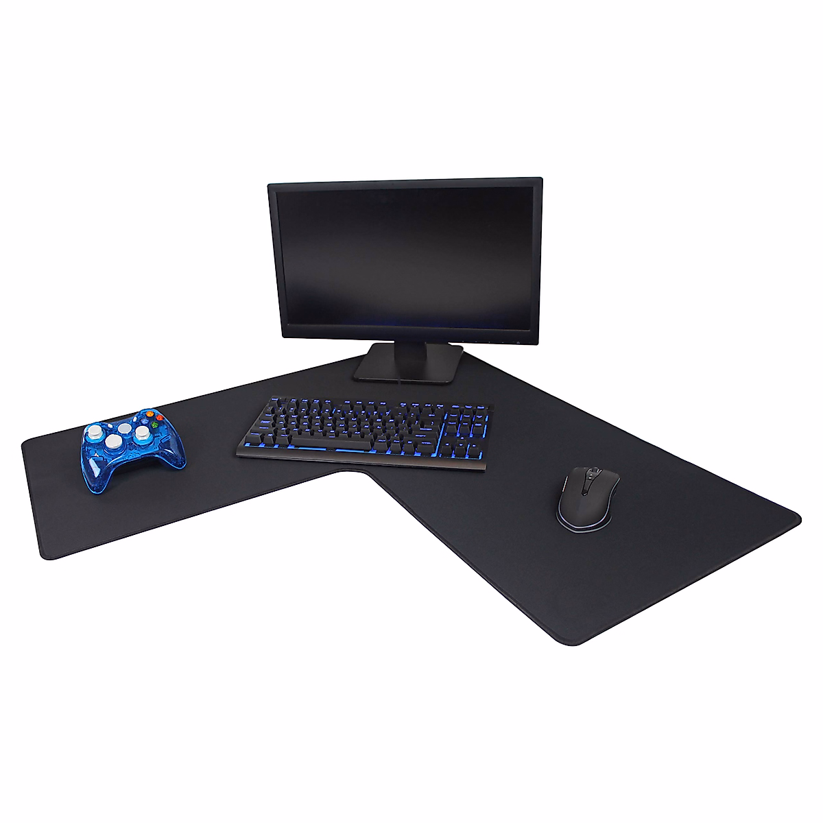 LPadds L Shaped Mouse Pad - Large, 3mm thickness, Stitched Edges, Water Resistant - Corner Mouse Mat for L Shaped Desk, Corner Desk and Gaming Setup