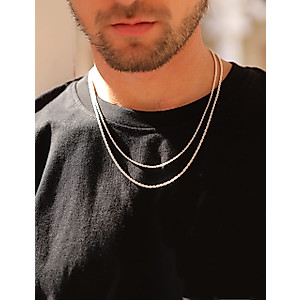 Silver Necklace for women men 2.5mm Rope Chain 925 Sterling Silver Clasp Rope Chain Silver Chain for men 16/18/20/22/24/26/28/30 Inches(16)