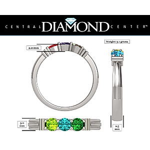 Central Diamond Center Shared Prong Mothers Birthstone Family Ring with 1-6 Birthstones, Birthstone 1, Size 7.5