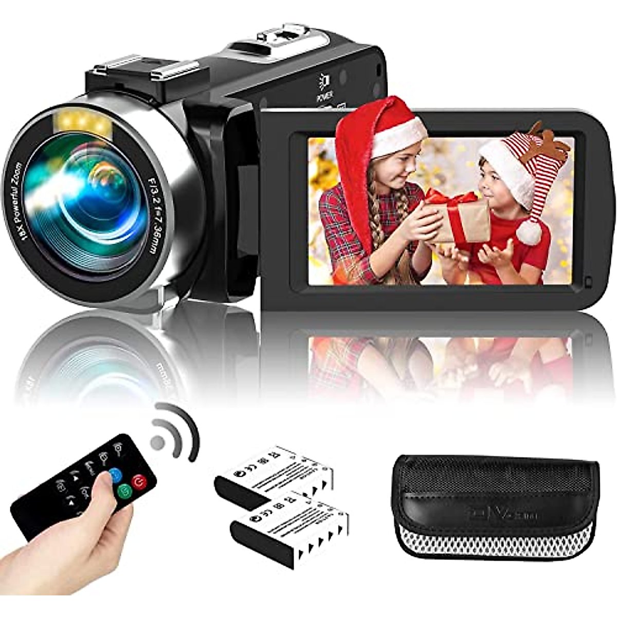 Rawiemy Video Camera Camcorder HD 2.7K 48.0MP Video Recorder Camera Vlogging Camera for YouTube Kids Camcorder with 3" LCD Screen,Remote,2 Batteries and 32G SD Card