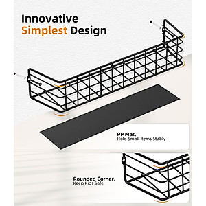 PrimZooty Kids Bookshelf - 2PACK, Black, 4.1" D x 16" W x 3.2" H, Metal Book Shelf for Wall, Versatile Floating Bookshelf for Nursery Toddler Classroom Bedroom, Kitchen, Pantry, Room Décor