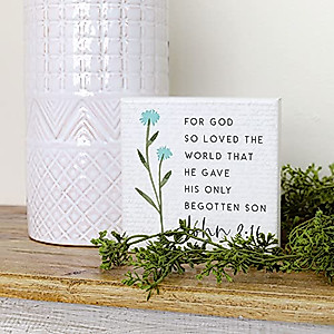 Simply Said, INC Small Talk Squares 5.25" Wood Sign - John 3:16 For God So Loved the World That He Gave His Only Begotten Son - STS1733