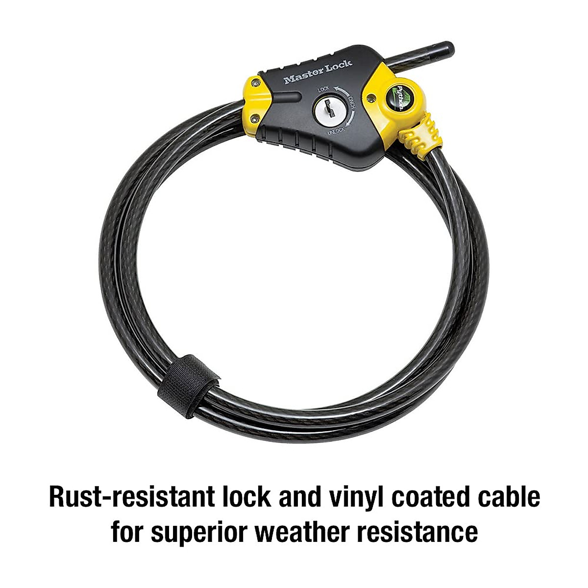 Master Lock 8413DPF Python Cable Lock with Key, 1 Pack, Black and Yellow, 6' x 3/8" diameter